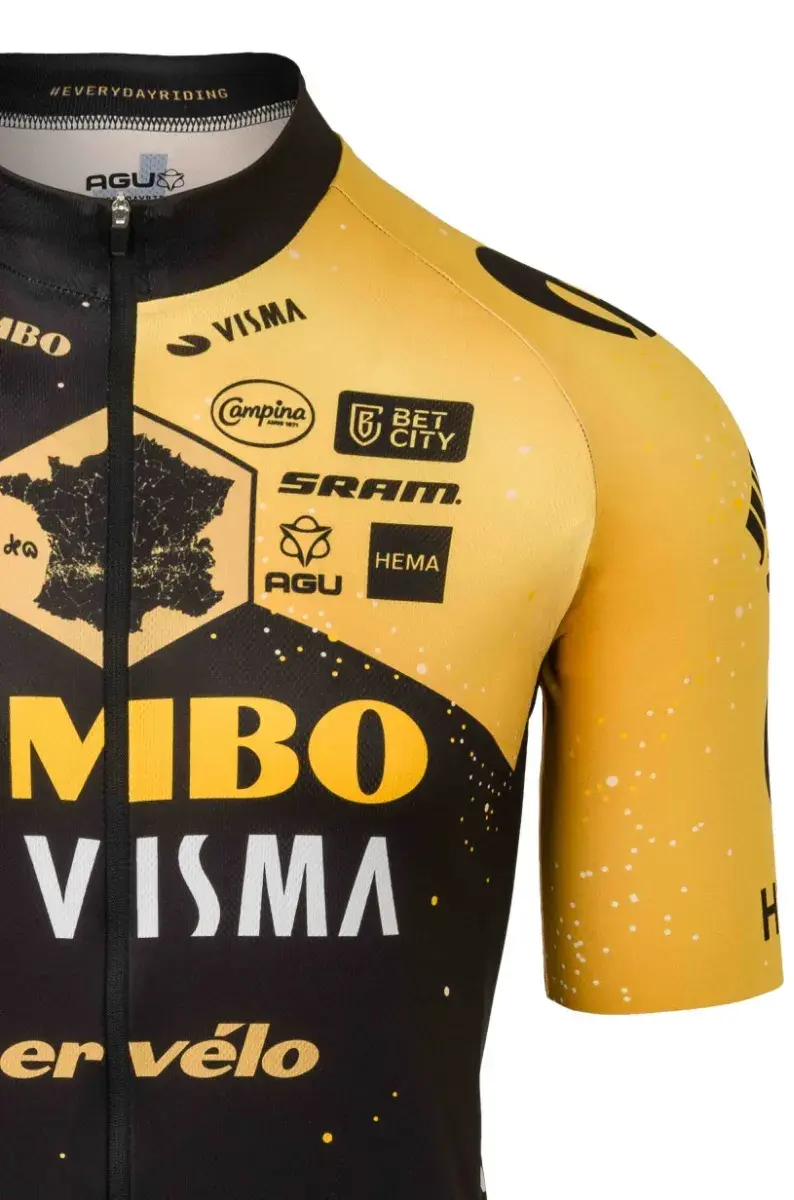 AGU Jumbo-Visma Replica TDF Fietsshirt Korte Mouwen Geel/Zwart Heren ...