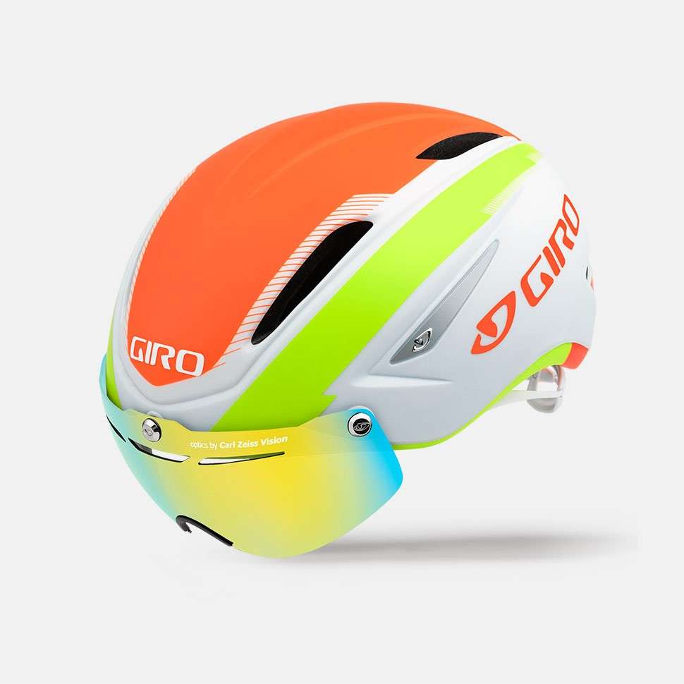 Giro Air Attack Fietshelm Met Vizier Mat Wit/Groen/Oranje koop je bij Futurumshop.nl