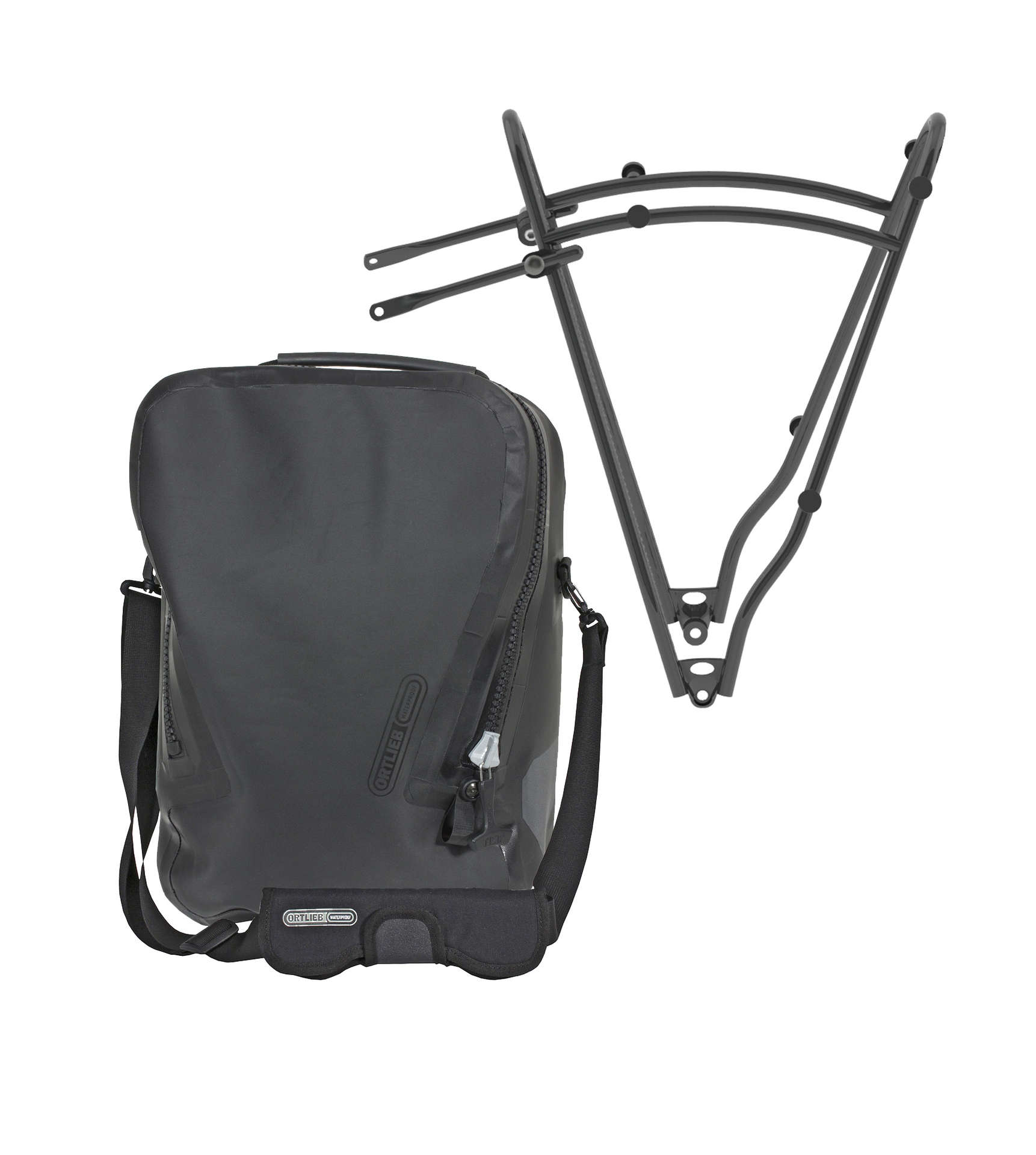 ORTLIEB Single Ql3.1 Bag + Tubus Minimal Ql3 Rack (Set) Zwart