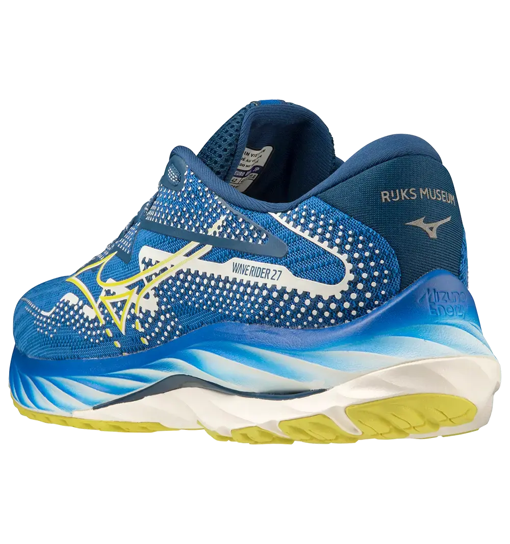 Mizuno Wave Rider 27 Amsterdam Rijksmuseum Hardloopschoenen Blauw/Geel