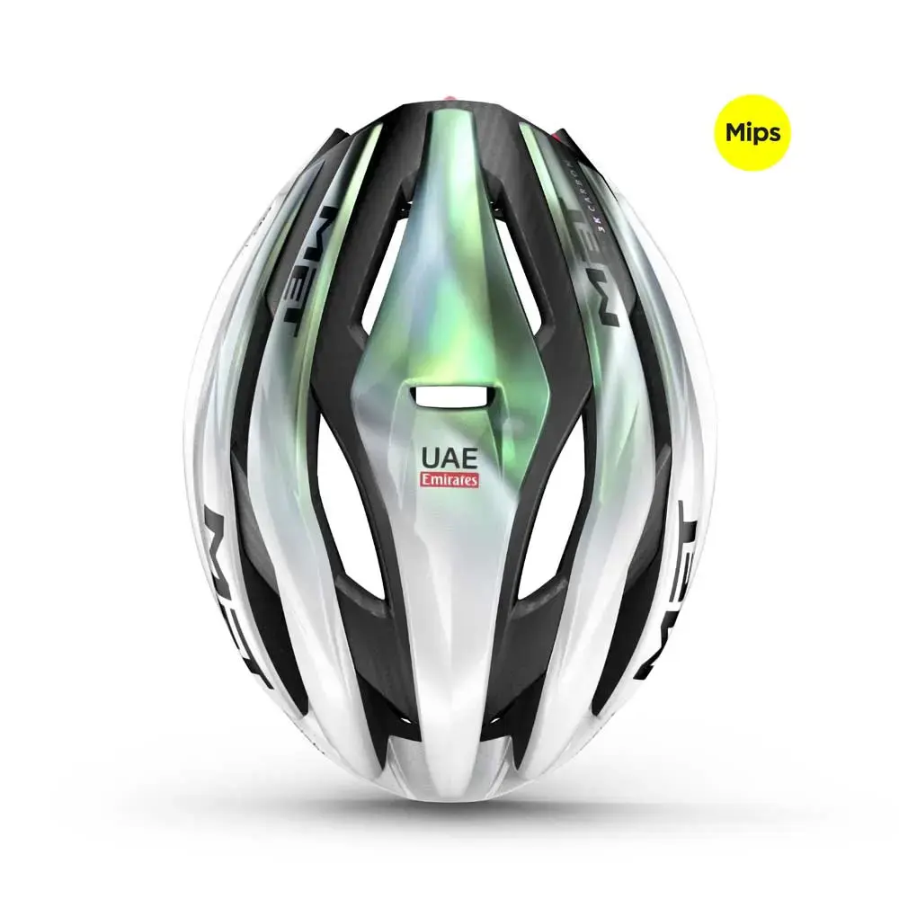 MET Trenta 3K Carbon MIPS UAE Emirates Race Fietshelm Wit/Multi