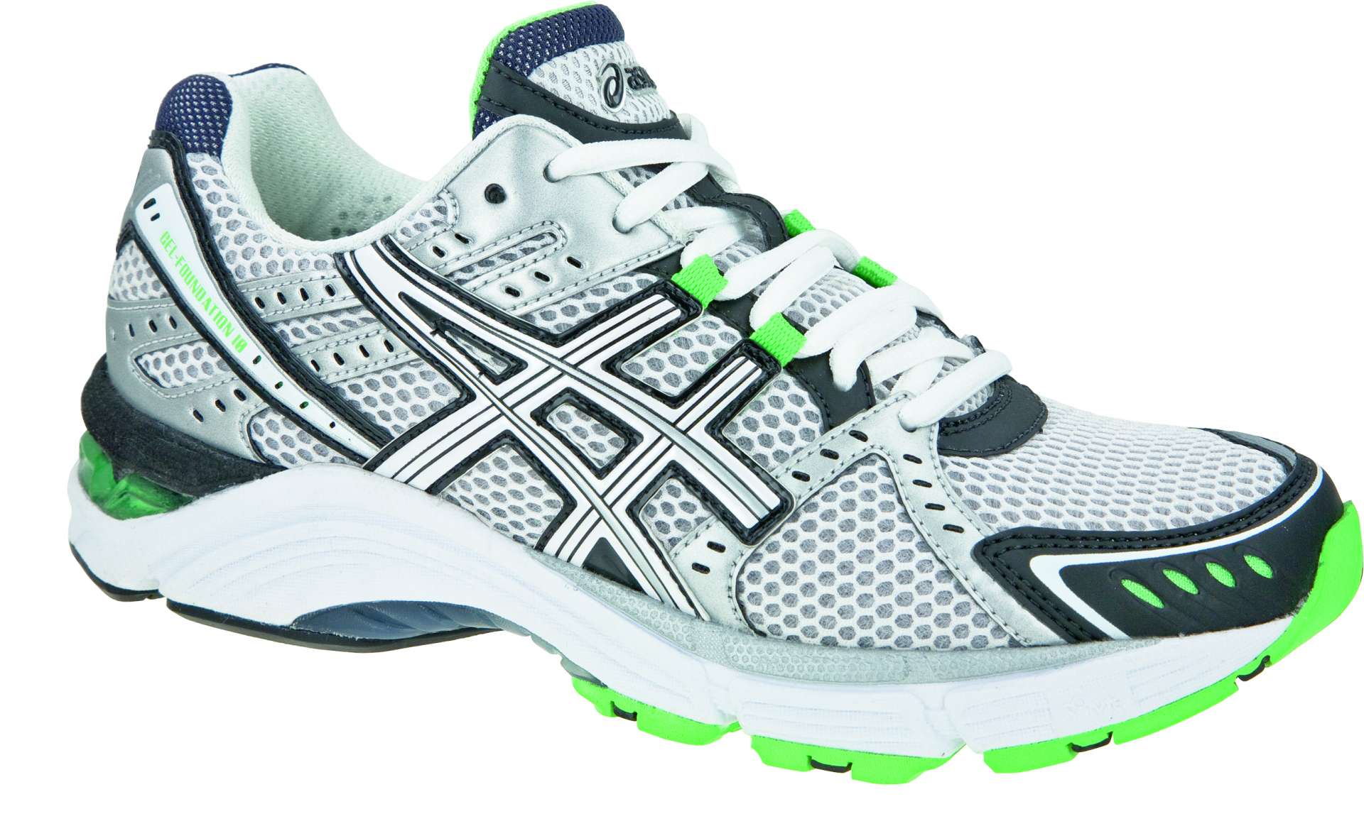 ASICS Gel Foundation 10 White/Onyx/Summer Green Dames Hardloopschoen ...