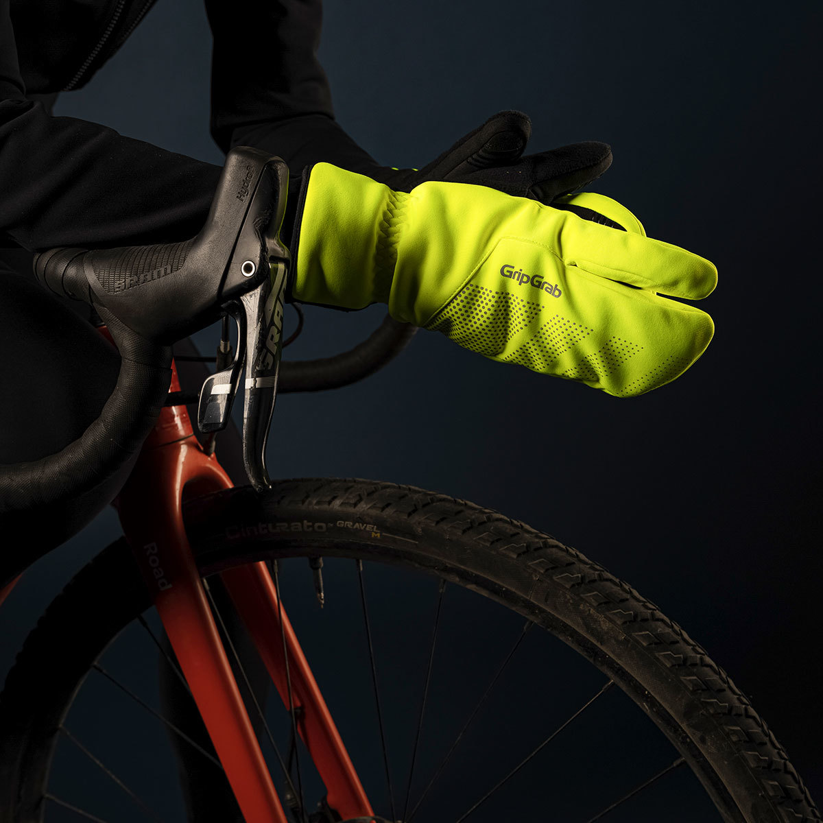GripGrab Ride Windproof Deep Winter Lobster Fietshandschoenen Hi-Vis Geel