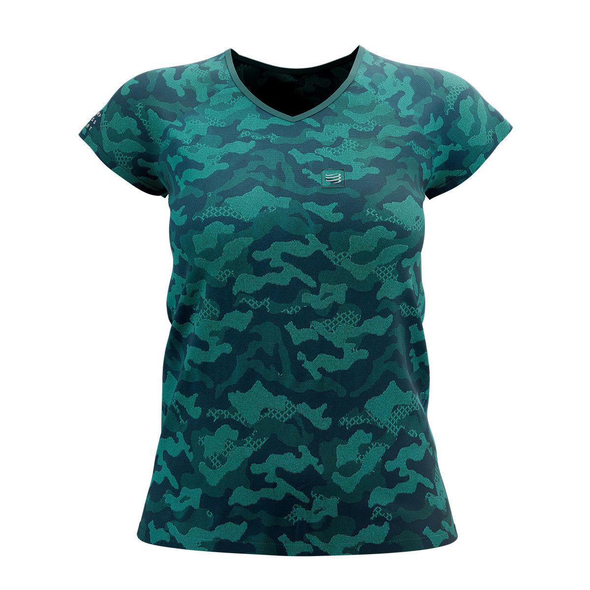 Compressport Training Hardloopshirt Korte Mouwen Lichtblauw Camo Dames ...