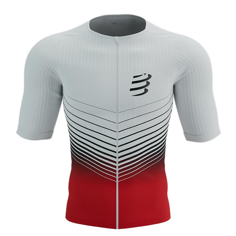 Compressport Tri Postural Aero Triathlon Shirt Korte Mouwen Wit/Rood Heren